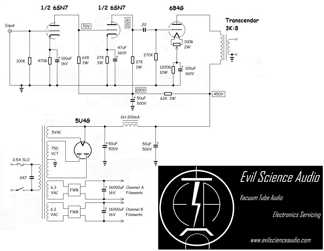 Single-Ended 6B4G Amplifier | Evil Science Audio